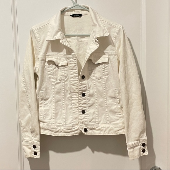 J. Crew | Jackets & Coats | Jcrew Small White Denim Jacket | Poshmark